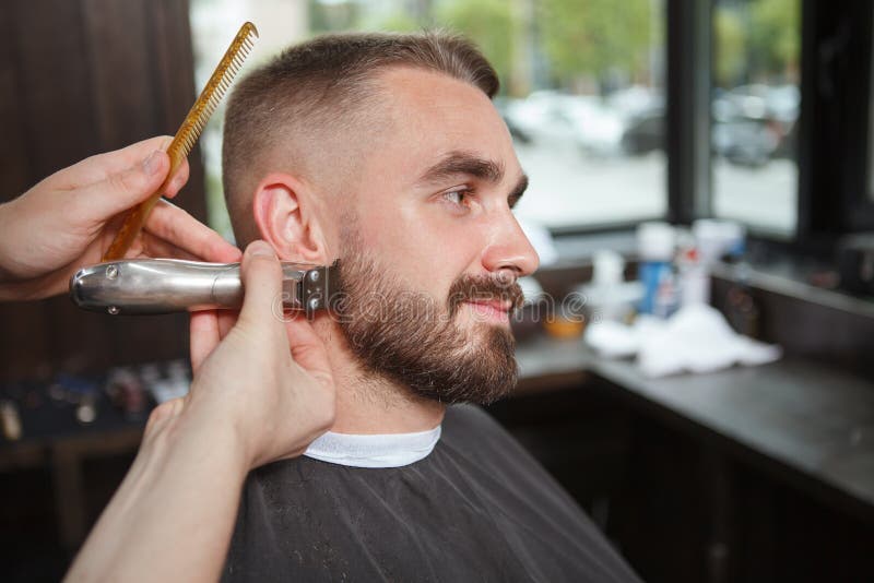 Man Getting Beard Cut by Professional Barber Stock Photo - Image of ...