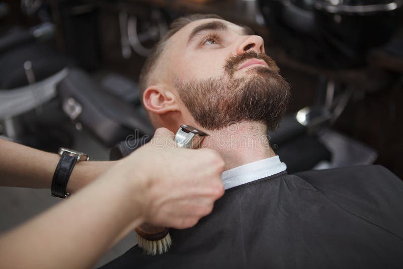 Man Getting Beard Cut by Professional Barber Stock Photo - Image of ...