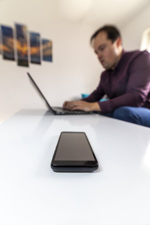 Man Getting a Call and Taking His Mobile Phone Stock Image - Image of ...
