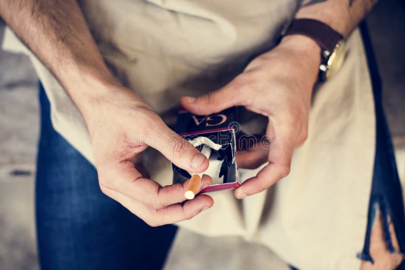 Man Getting the Cigarette Out from Box Stock Image - Image of danger ...