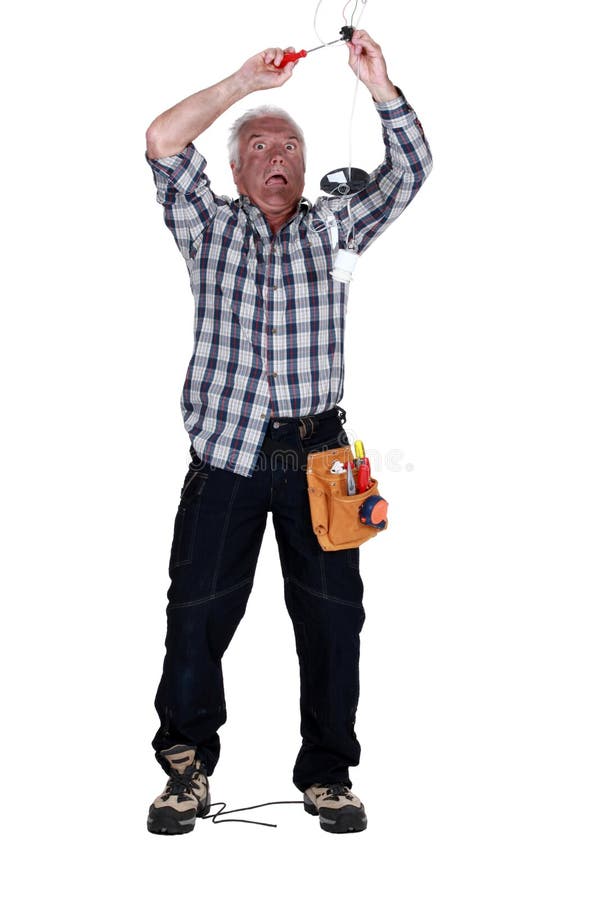 Man Getting an Electrical Shock Stock Photo - Image of copper, death ...