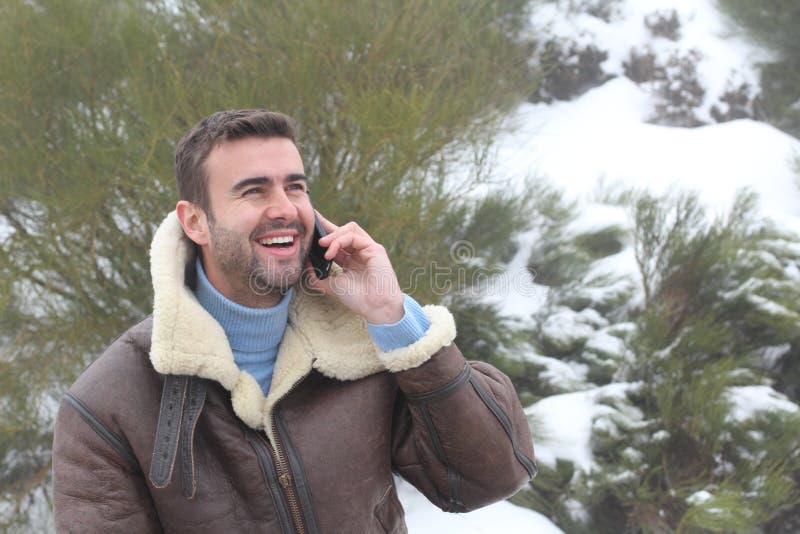 Man Getting Great News on the Phone Stock Photo - Image of cold, call ...
