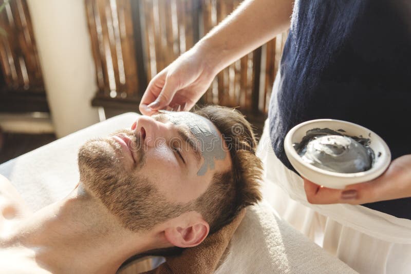 Man Getting a Mud Mask at a Spa Stock Photo - Image of male, care ...