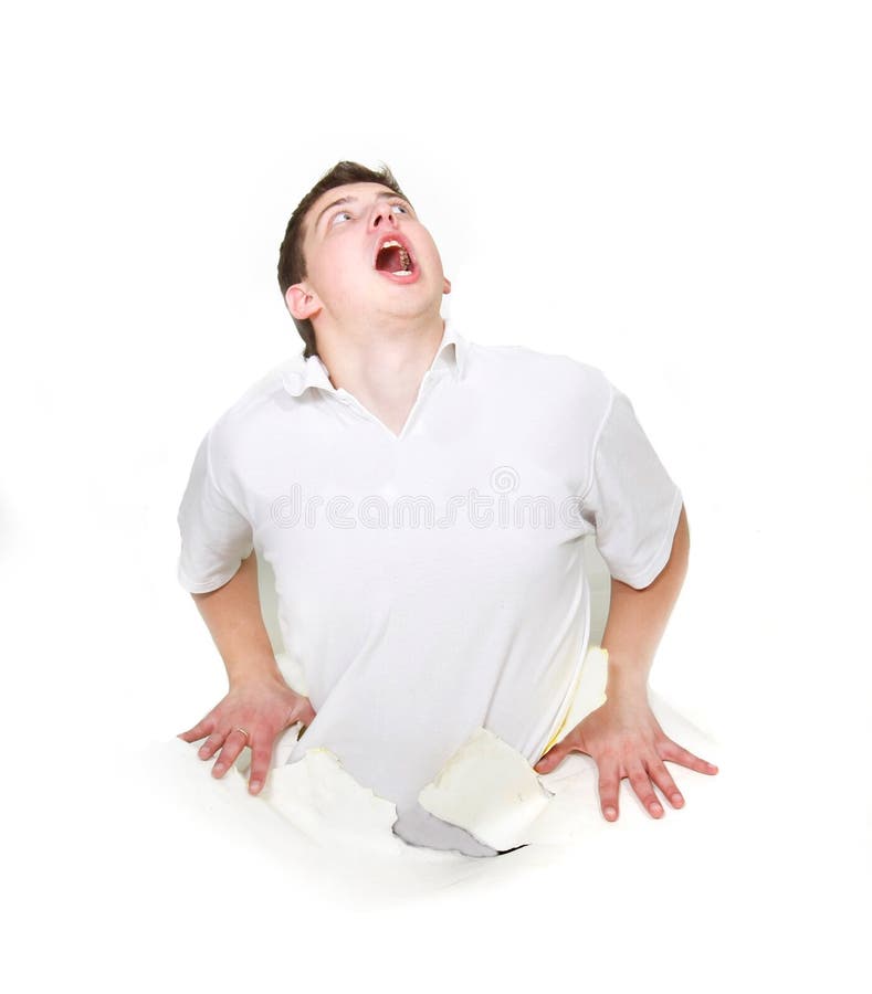 Man Getting Out through Hole in Paper Stock Image - Image of crack ...