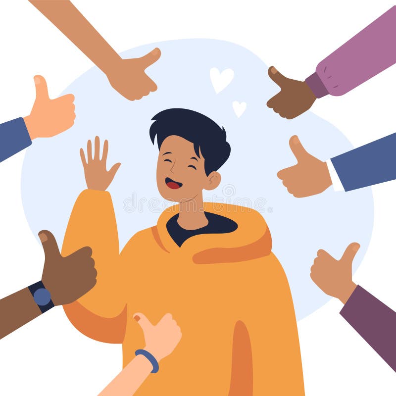 Man Getting Public Approval Vector Illustration Stock Illustration ...