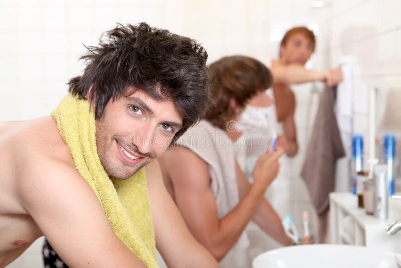 Man Getting Ready with Mates Stock Image - Image of hunk, male: 31379859