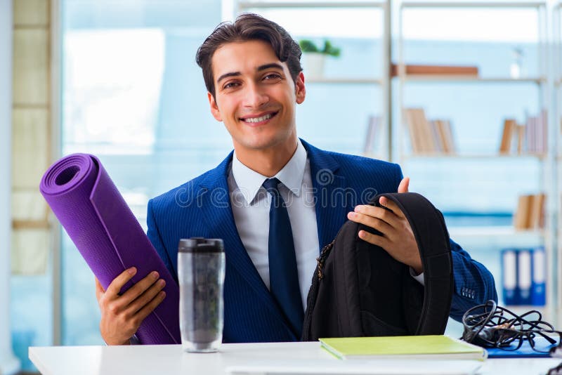 The Man Getting Ready for Sports Break in the Office Stock Photo ...