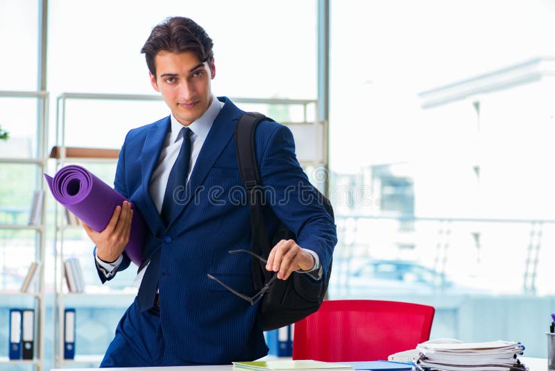The Man Getting Ready for Sports Break in the Office Stock Photo ...
