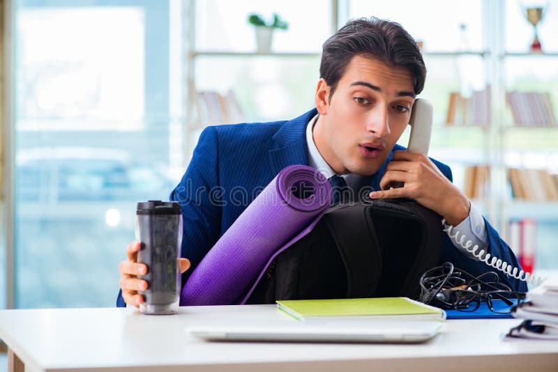 The Man Getting Ready for Sports Break in the Office Stock Image ...
