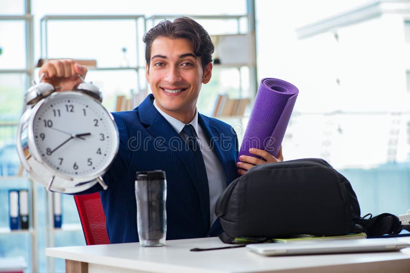 The Man Getting Ready for Sports Break in the Office Stock Photo ...