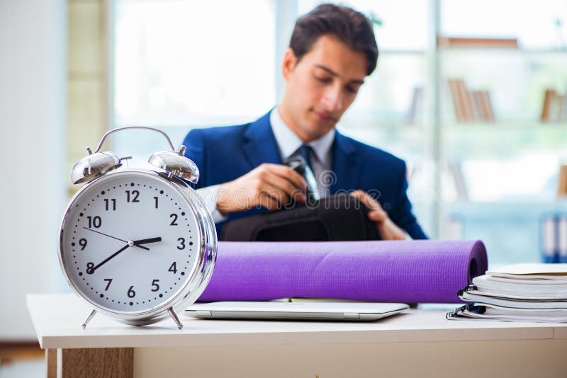 The Man Getting Ready for Sports Break in the Office Stock Photo ...