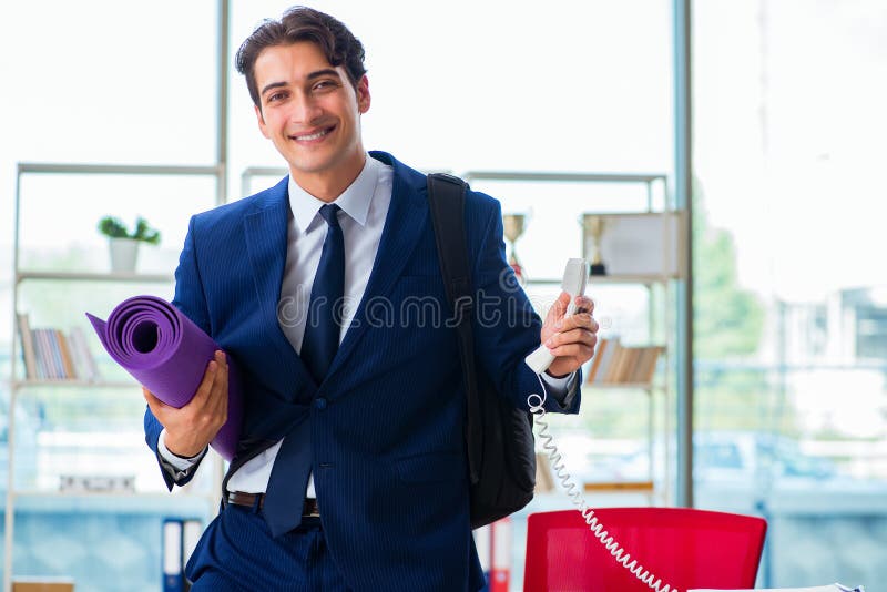The Man Getting Ready for Sports Break in the Office Stock Image ...