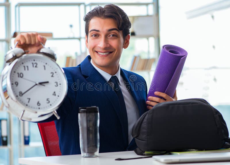 Man Getting Ready for Sports Break in the Office Stock Photo - Image of ...