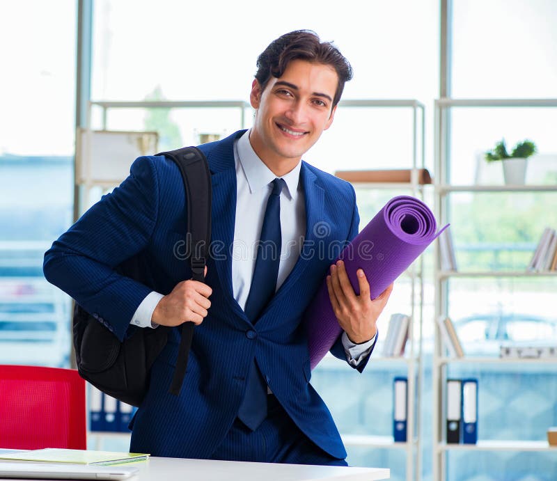 Man Getting Ready for Sports Break in the Office Stock Image - Image of ...