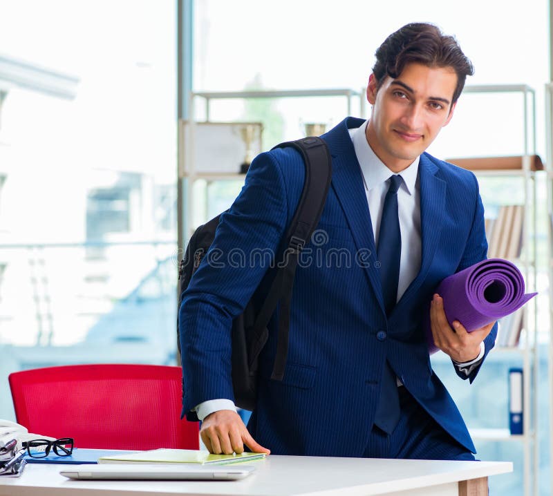 Man Getting Ready for Sports Break in the Office Stock Photo - Image of ...