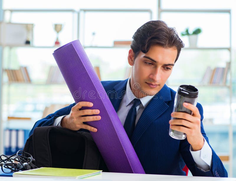 Man Getting Ready for Sports Break in the Office Stock Image - Image of ...