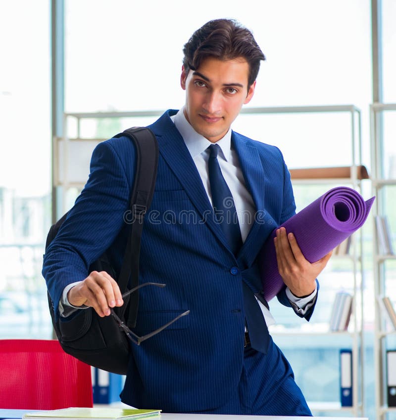 Man Getting Ready for Sports Break in the Office Stock Image - Image of ...