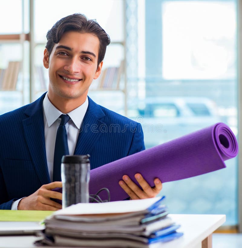 Man Getting Ready for Sports Break in the Office Stock Photo - Image of ...