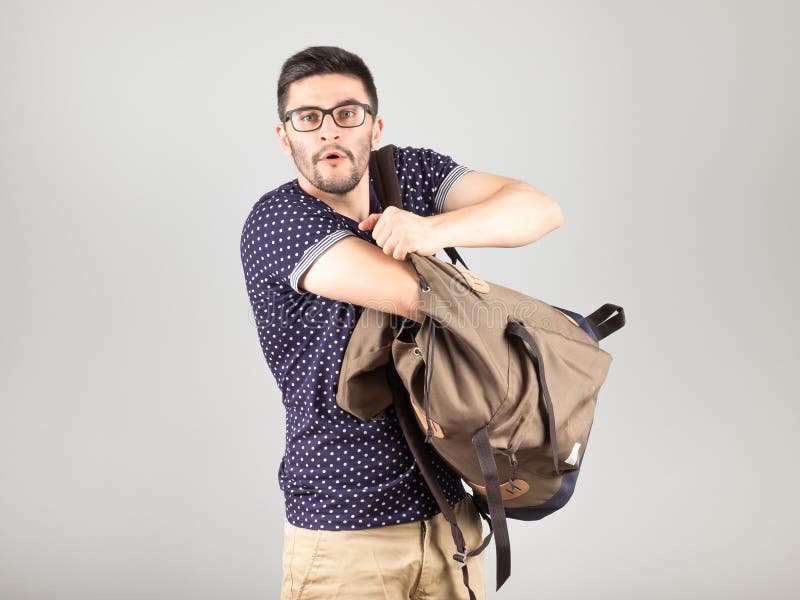 Man Searching Something His Backpack Stock Photos - Free & Royalty-Free ...