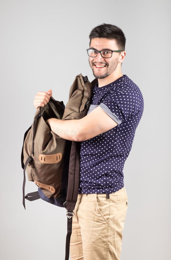 Man Searching Something His Backpack Stock Photos - Free & Royalty-Free ...