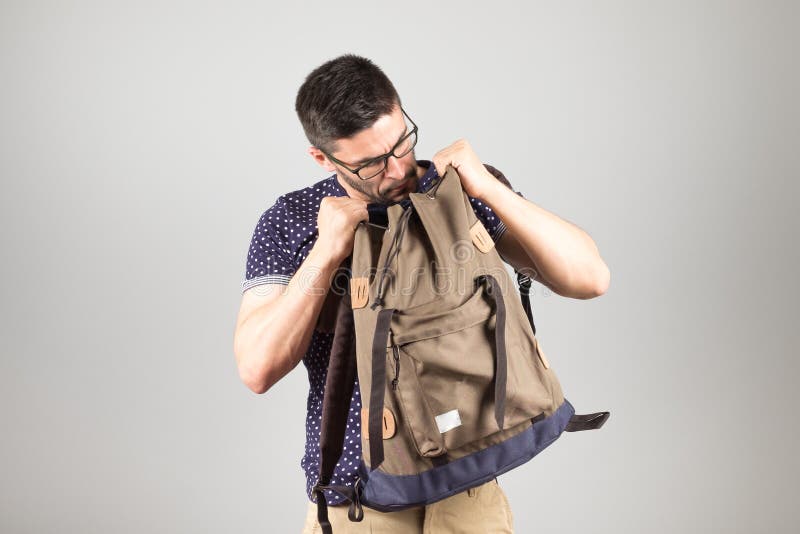 Man Searching Something His Backpack Stock Photos - Free & Royalty-Free ...