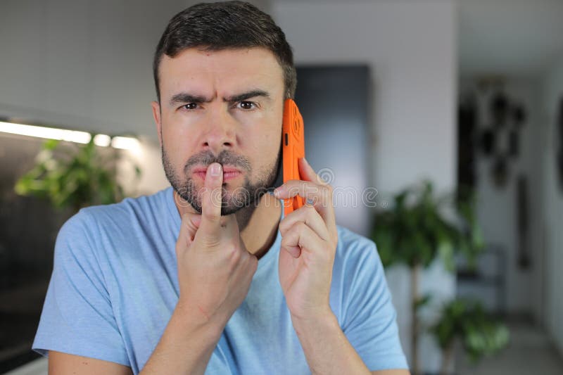 Man Getting a Suspicious Phone Call Stock Image - Image of answer ...