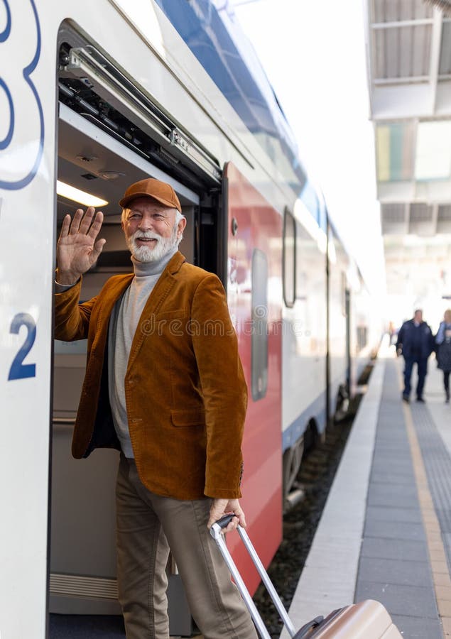 Man getting on train stock image. Image of tourist, traveling - 270364967