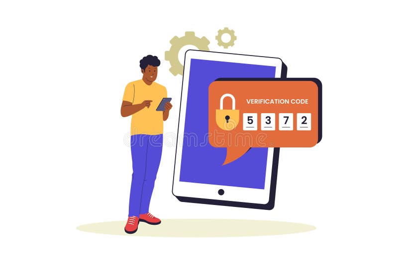 Man Getting Verification Code for Two-Factor Authentication Stock Vector - Illustration of user ...