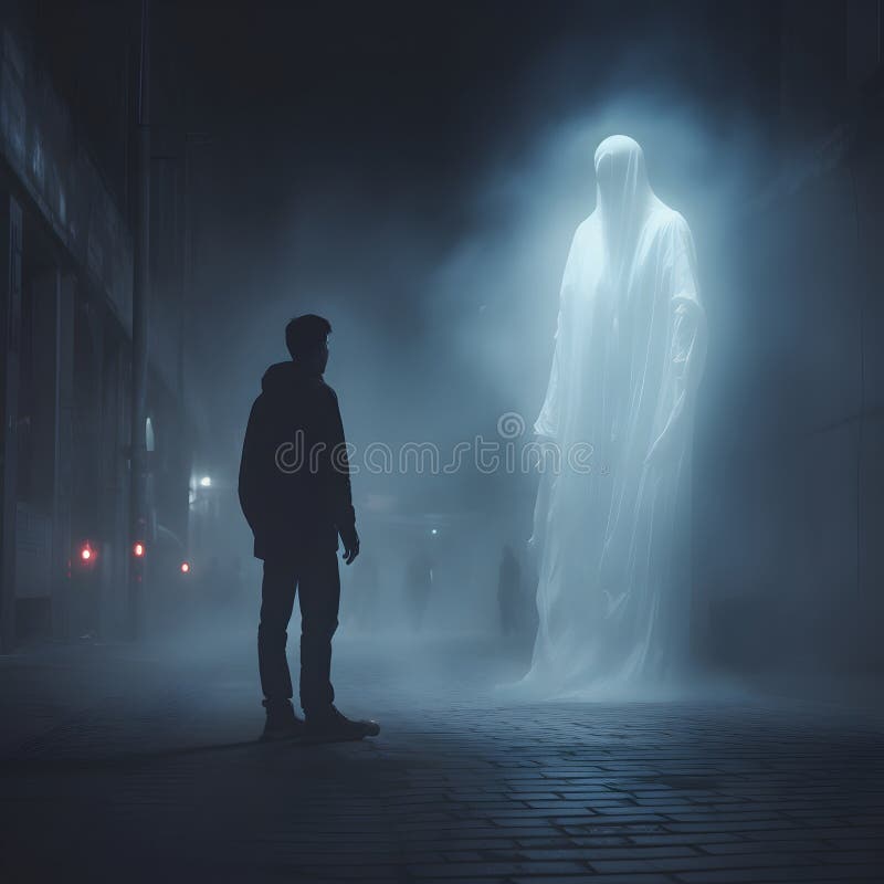 Man and Ghost Ai Generated. Stock Illustration - Illustration of person ...