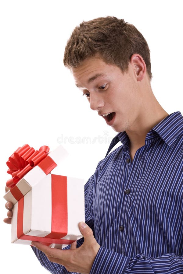 Man with a Wrapped Gift Box Stock Image - Image of confident, male ...