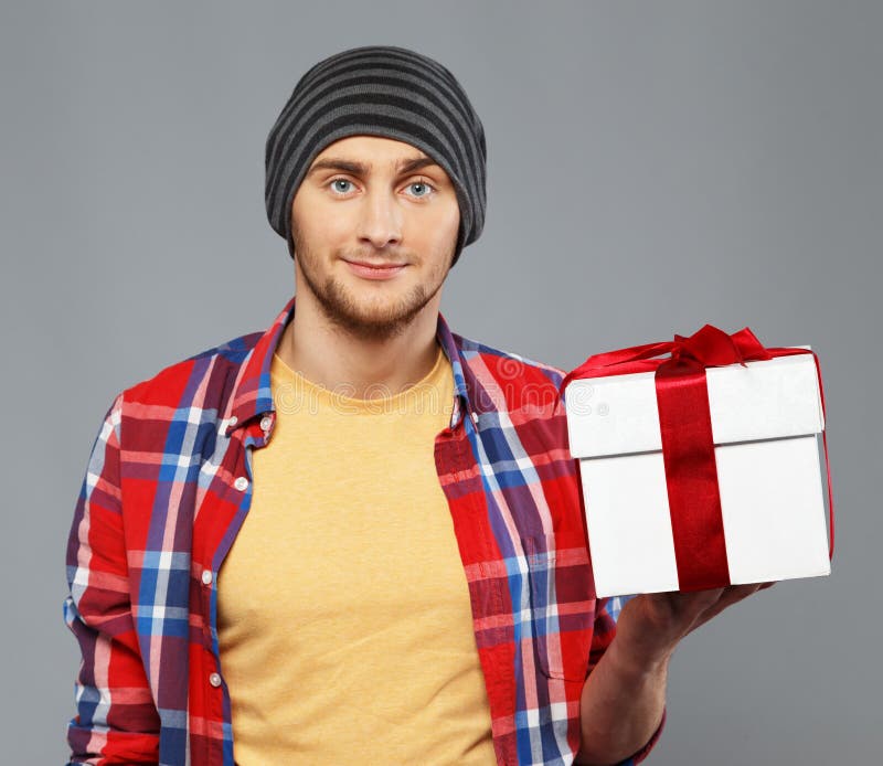 Man with gift box stock photo. Image of expression, human - 37843364