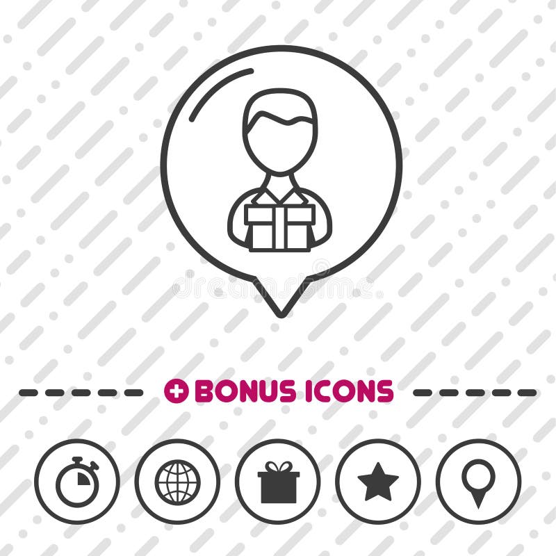 Man With Gift Box Icon Thin Line Bonus Icons. Eps10 Vector. Stock ...