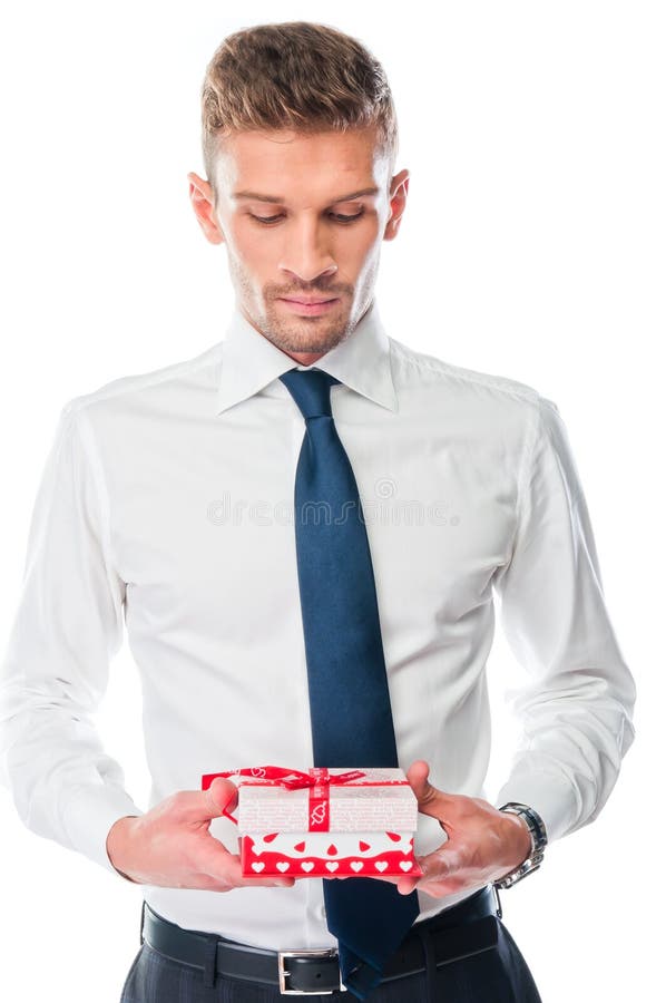 Man with a gift stock image. Image of gift, holidays - 34359001