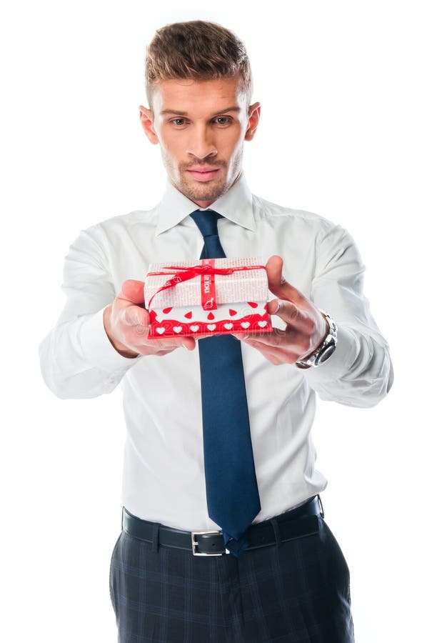 Man with a gift stock image. Image of human, celebrations - 34359059