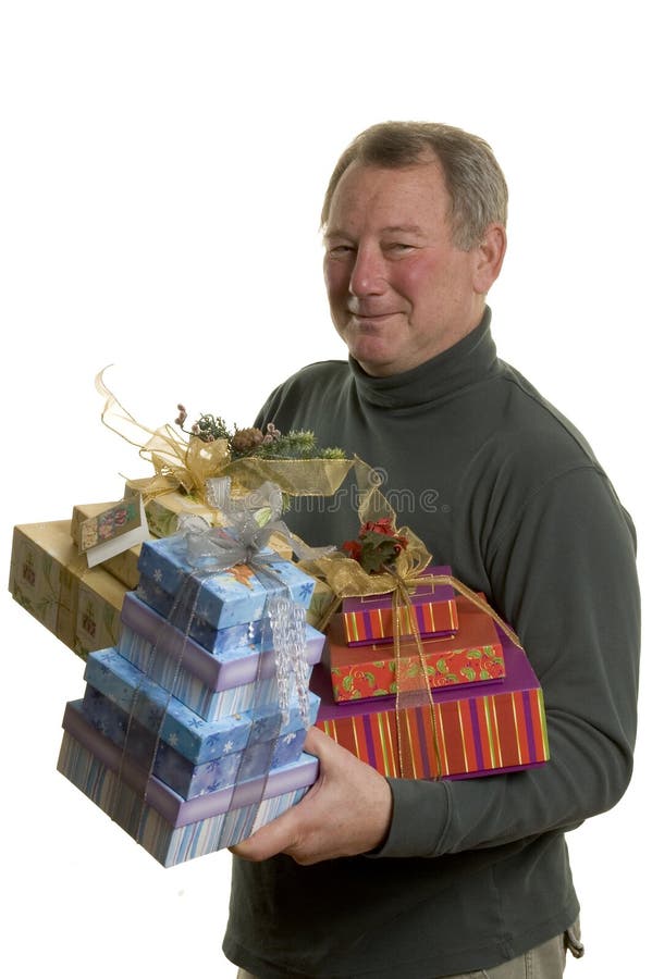 Man with gifts stock photo. Image of boxes, holiday, gift - 1432372