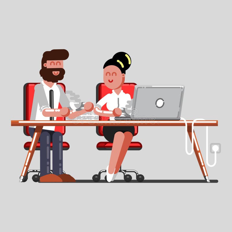 Man and Girl Having a Break on Work Stock Vector - Illustration of ...