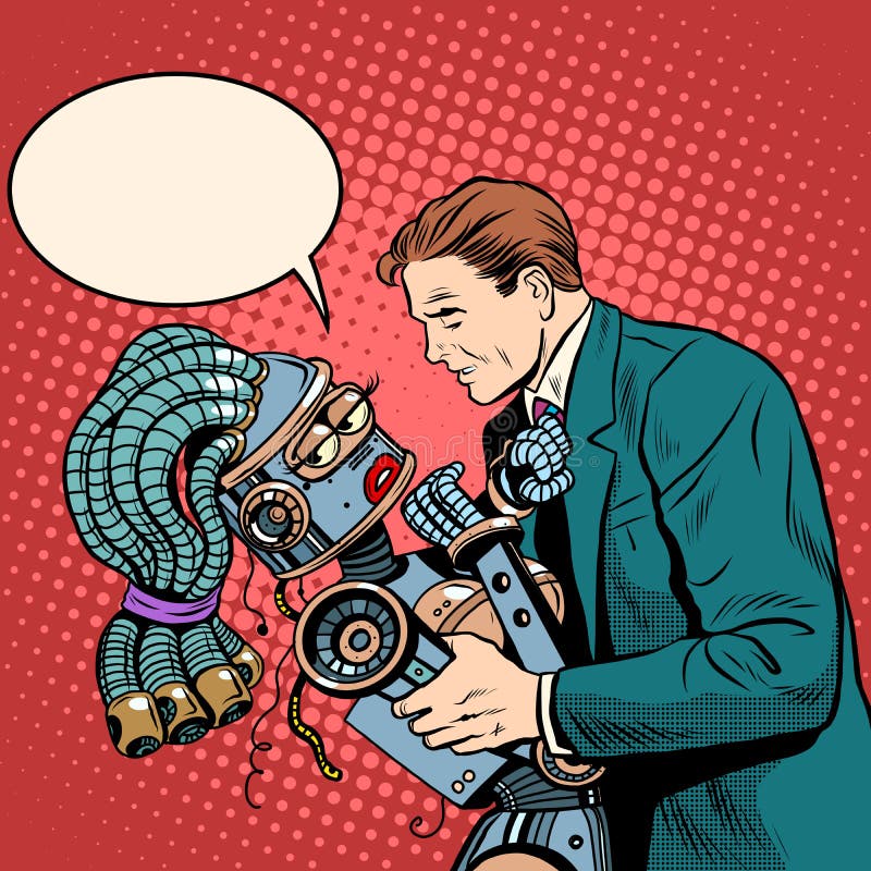 Man Girl Robot. Love and Computer Technology Stock Vector ...