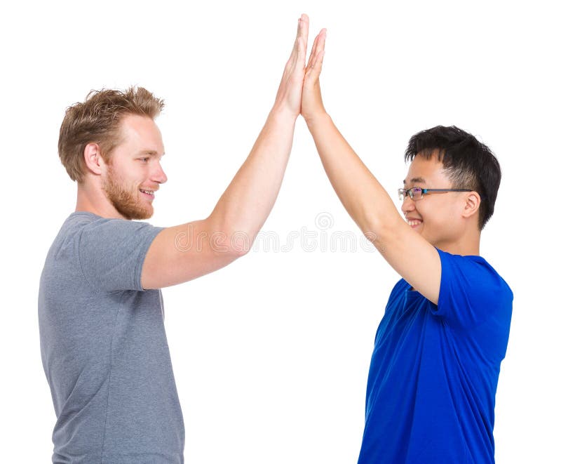 Man Give High Five for Each Other Stock Photo - Image of exchange, asia ...