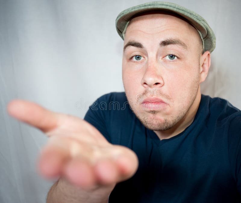 Man Gives Forward a Hand Palm Up Stock Photo - Image of idea, white ...