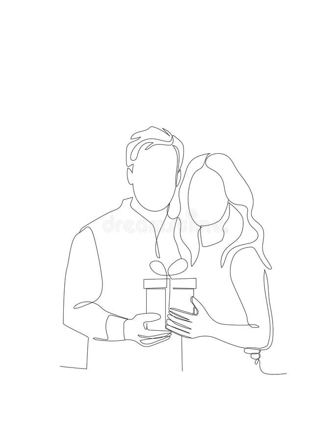 A Man Gives a Surprise To His Girlfriend, Stock Vector - Illustration ...