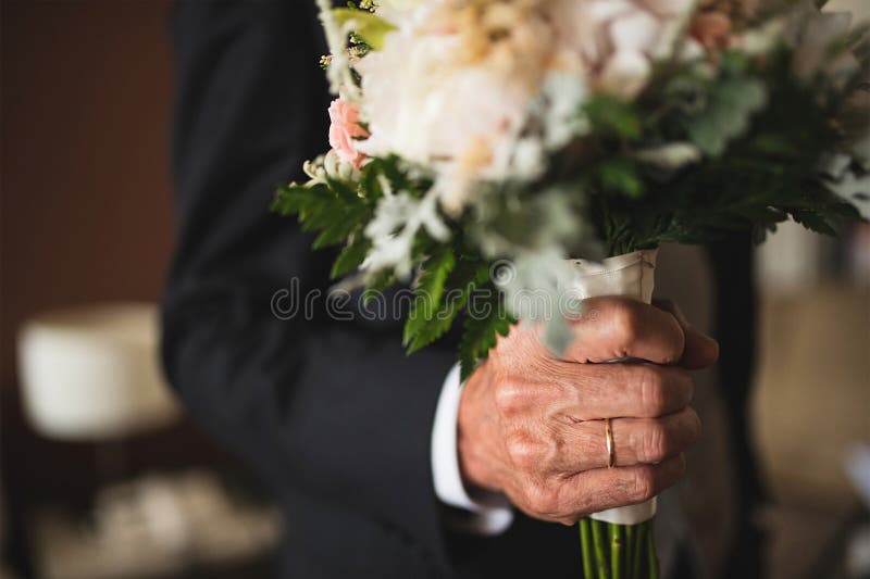 Man's Hand Giving Bouquet Of Flowers Stock Image - Image of greeting ...