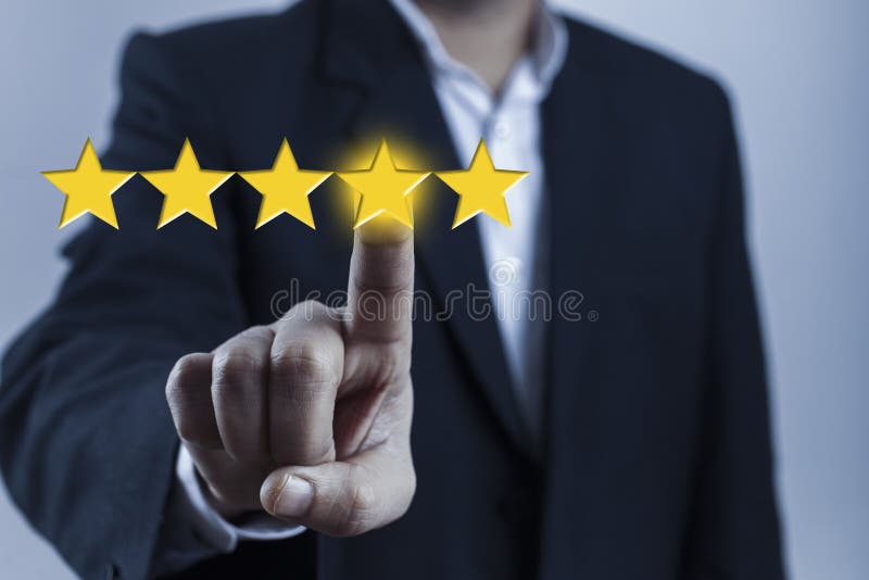 Man Giving Check Mark on Rating Star for Feedback Stock Photo - Image ...
