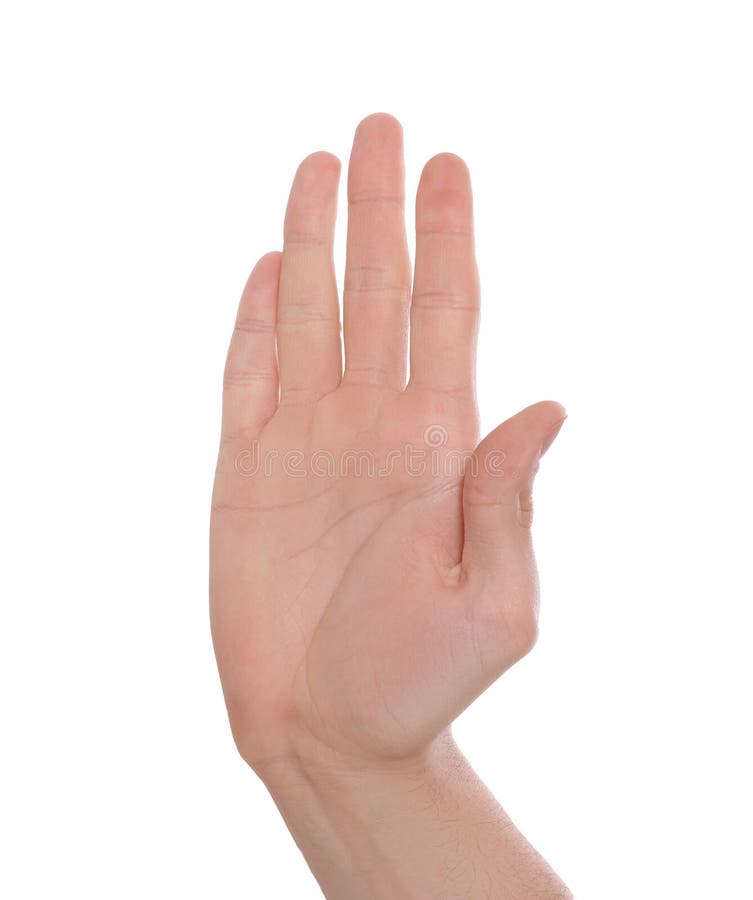 Man Giving High Five On White Background Closeup Of Hand Stock Image Image Of Gesture