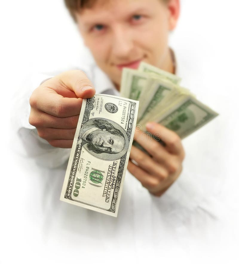 Man Giving One Hundred Dollars Banknote Stock Image - Image of money ...