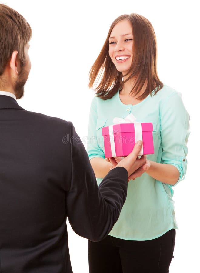 Man Giving a Present To a Woman Stock Image - Image of giving ...