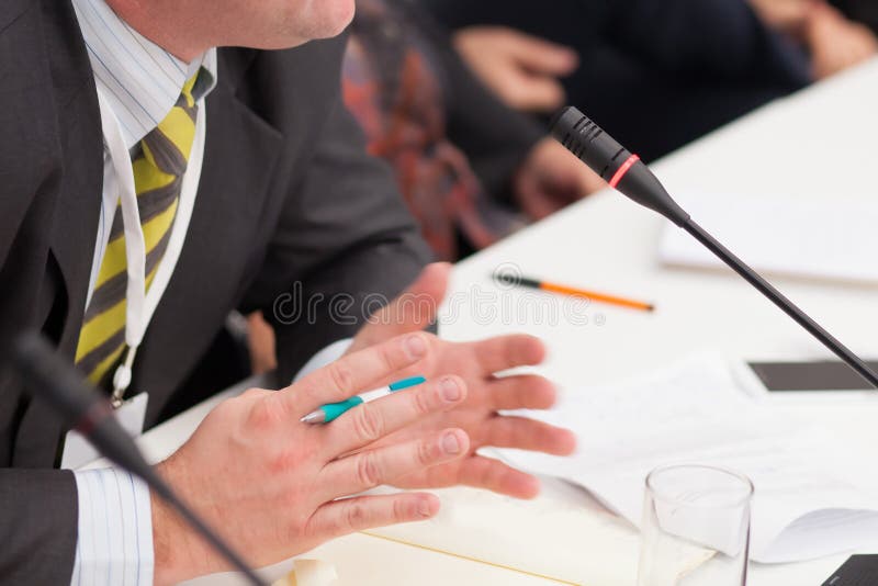 Man Giving Presentation at Conference Stock Image - Image of contract ...
