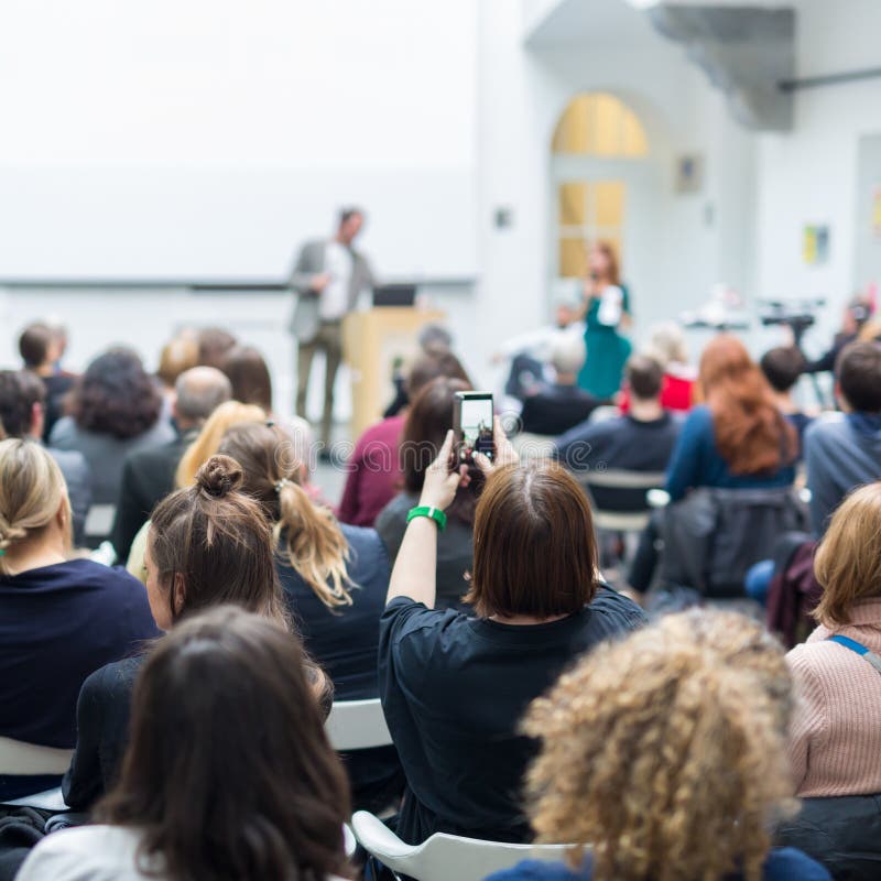 Man Giving Presentation in Lecture Hall at University. Editorial Stock ...
