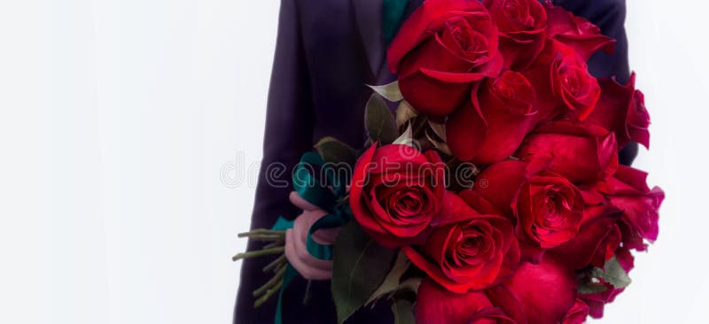 Man is giving red roses stock image. Image of beautiful - 95620519