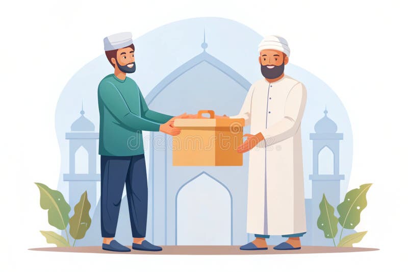 Man giving sadaqa stock illustration. Illustration of muslim - 362972063