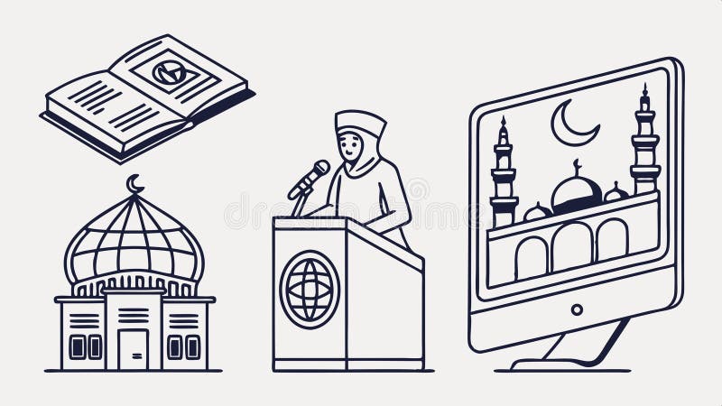 Man Giving Sermon on Computer Screen, Online Religious Service and Tech ...